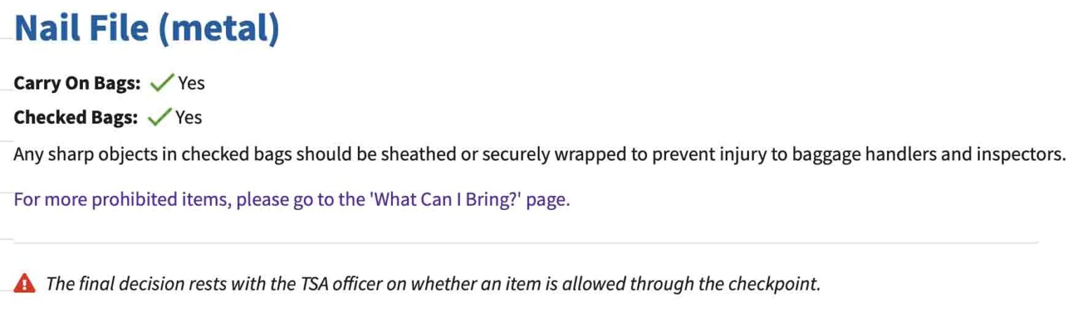 Can I Bring Nail Files In My Carry-On Bag? (TSA Rules) - Travelclosely