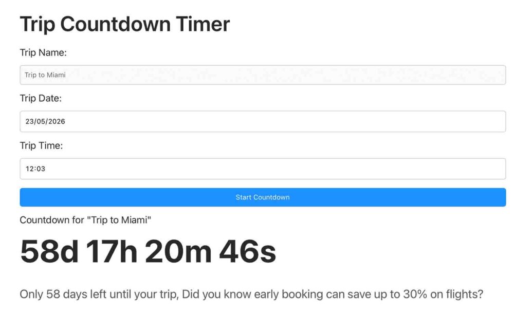 Trip Countdown Calculator (Offline), How Many Days Until Your Next ...